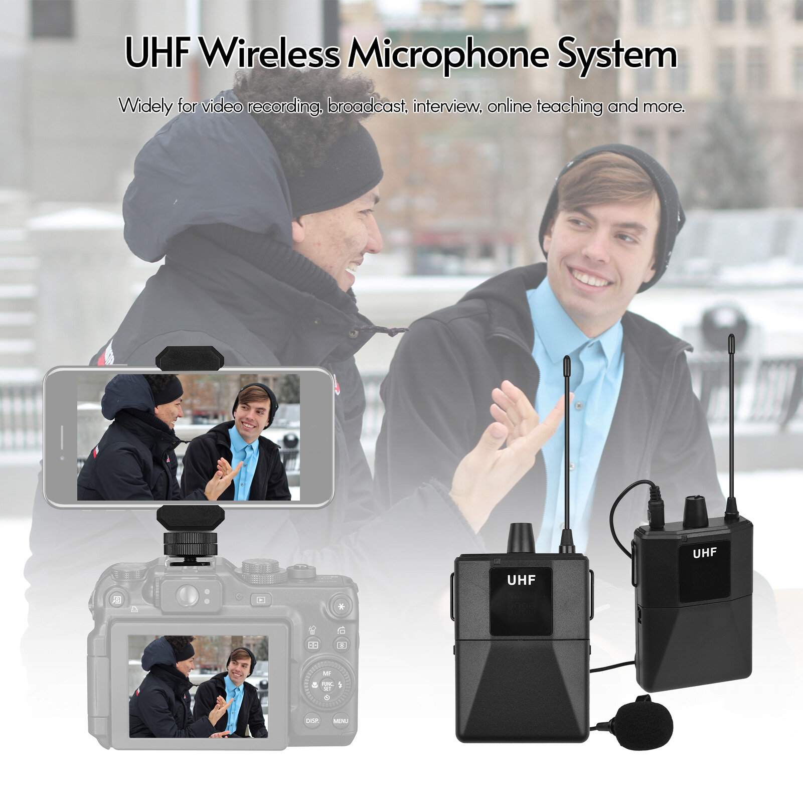Ammoon UHF ไร้สายไมโครโฟนระบบ Body-Pack Lavalier รีซีฟเวอร์ไมโครโฟนไร้ ...