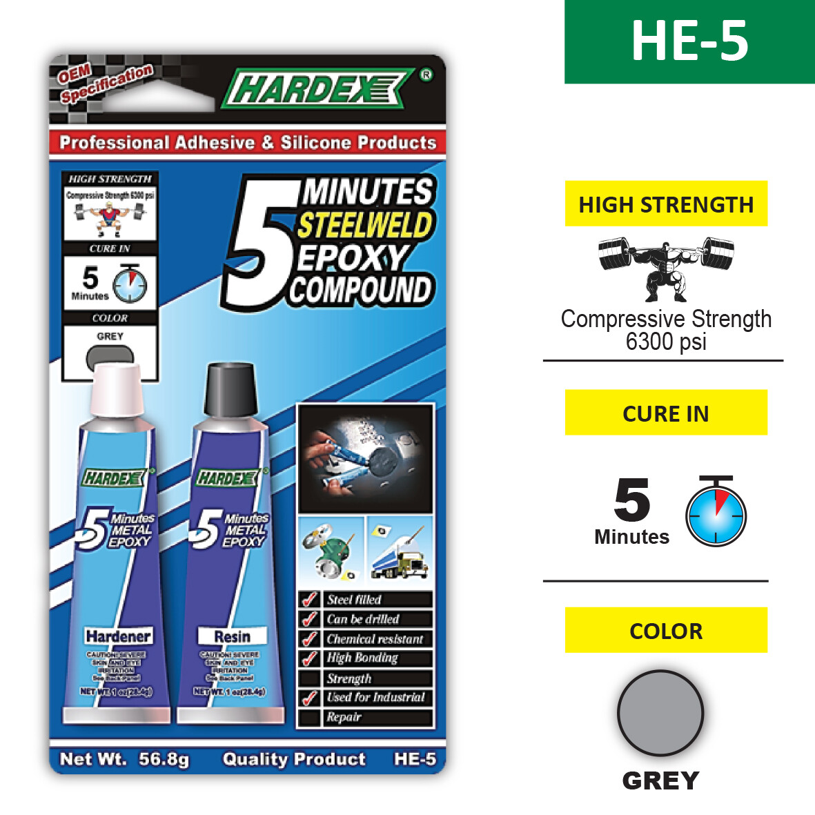 HARDEX Steelweld Metal Epoxy Compound (HE-5 & HE-30) 5 MIN & 3 TON | Lazada