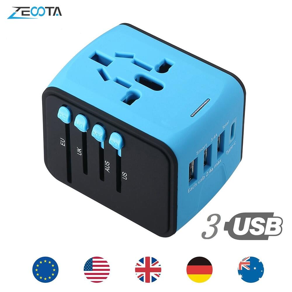Travel Adapter Universal Power Plug UK EU AU US Sockets International 3 ...