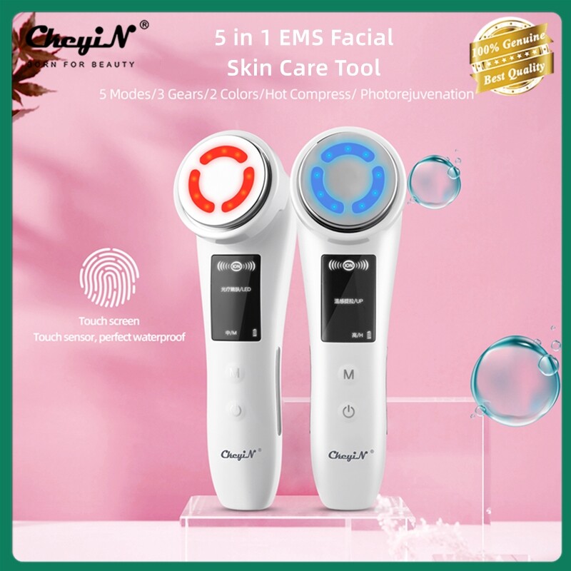 CkeyiN 5 In 1เครื่องความงามใบหน้า EMS เครื่องมือการดูแลผิวโฟตอน LED การ ...