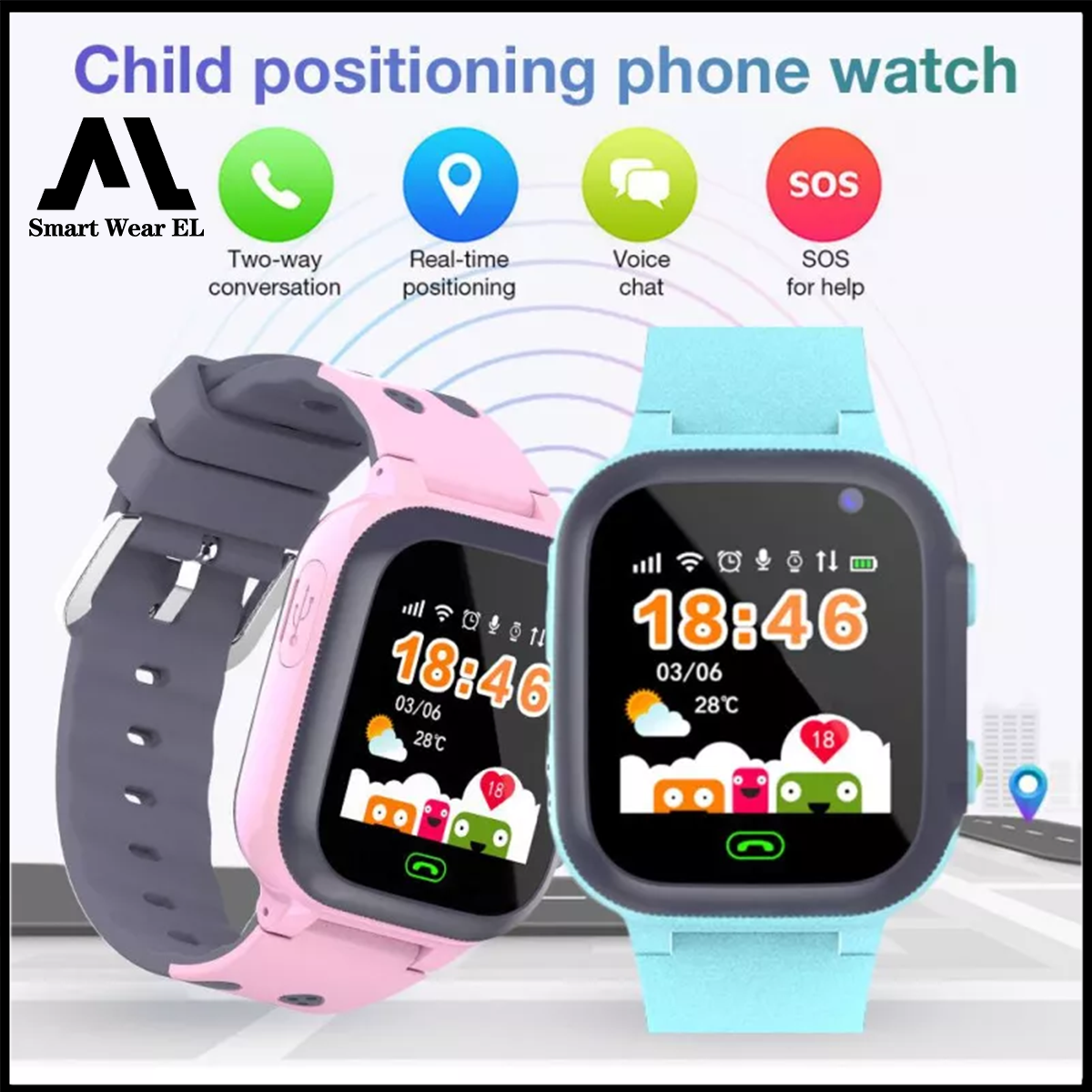 Smart Watch for Kids Calling Watch GPS Location Map IP67 Waterproof SOS ...
