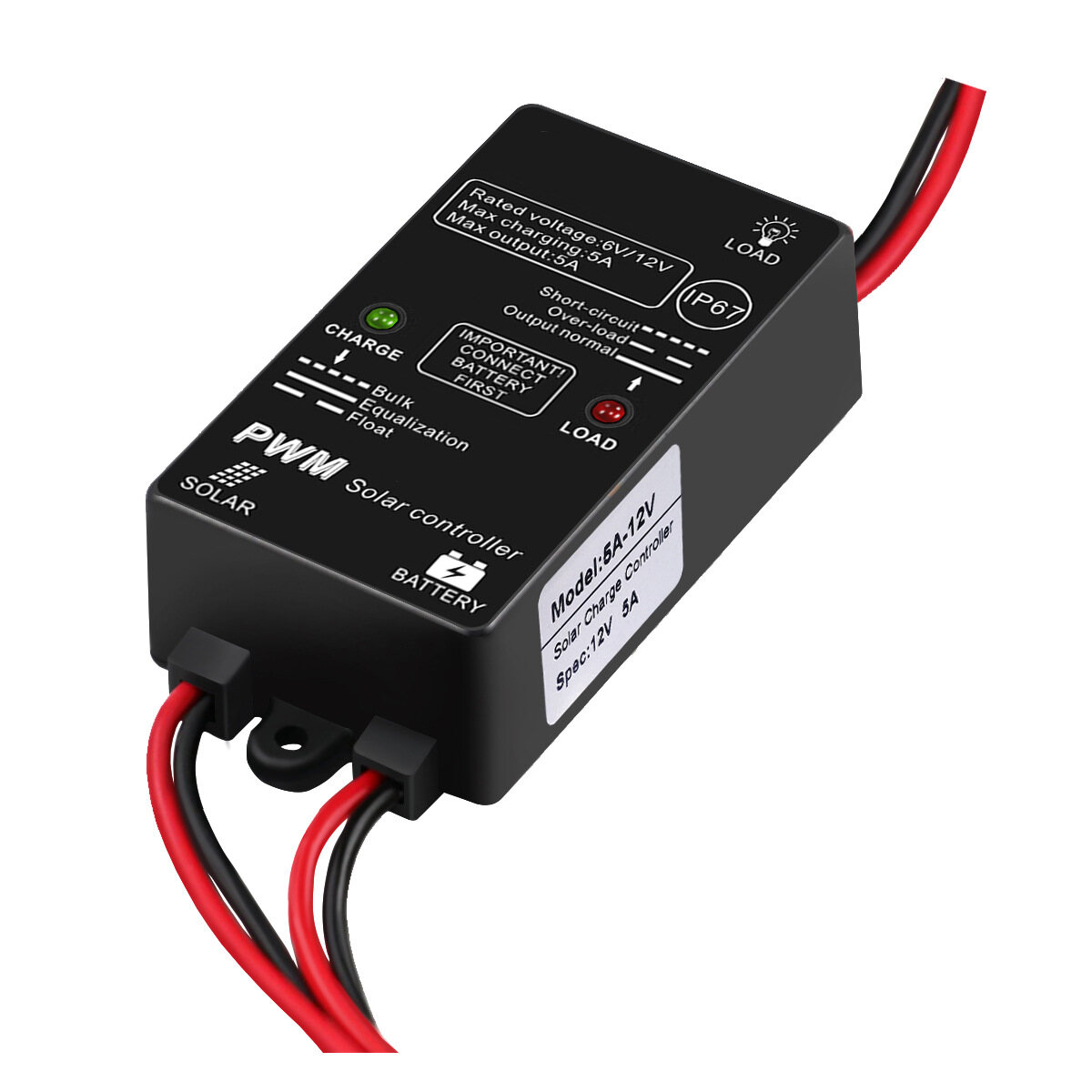 PowMr Solar Controller Warranty Service 5A Waterproof Load On From Dark ...