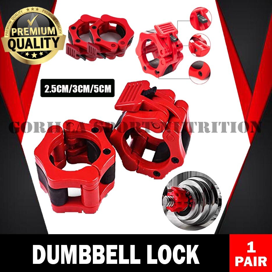 Weight Lifting Collar Clip Lock Size [2.5cm/3cm/5cm] Olympic Dumbbell ...