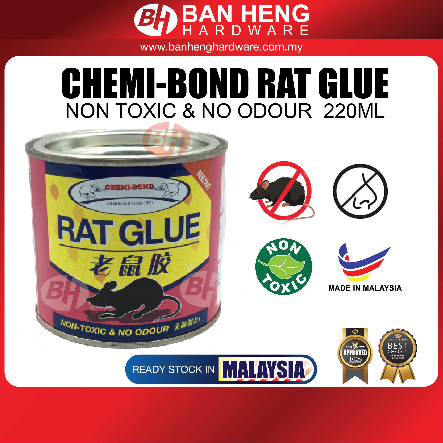 CHEMI-BOND NON TOXIC & NO ODOUR RAT GLUE 220ML (GAM TIKUS) | Lazada