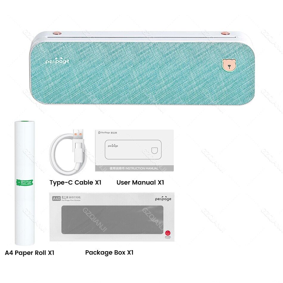 PeriPage A4 Portable Printer Bluetooth Wireless Thermal Label Printer ...