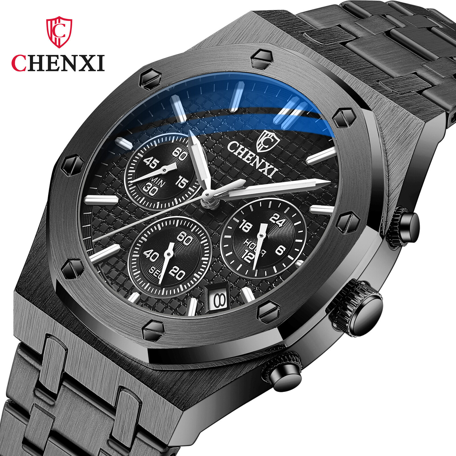 CHENXI men's watch Multi-functional Sports Watch Men's Steel strap Waterproof Quartz quartz ...