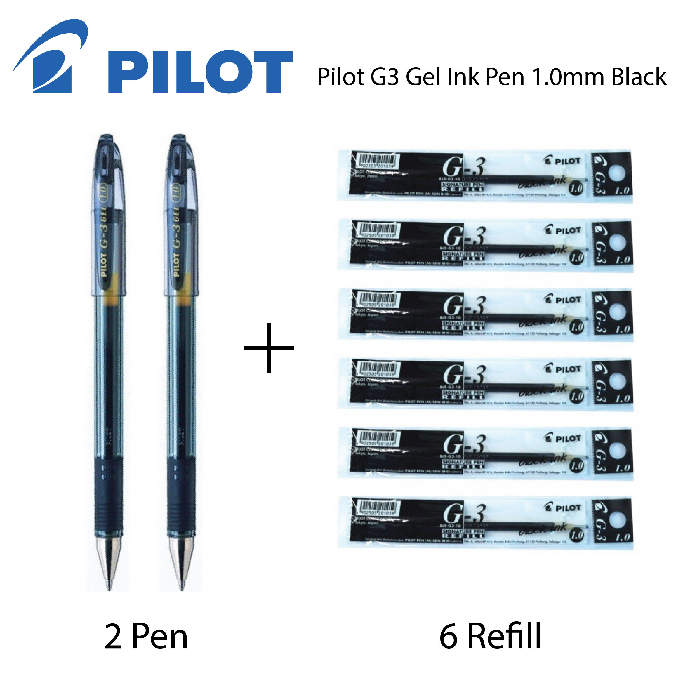 Pilot G3 Gel Ink Pen 1.0mm Black Pen and Refill Bundle | Lazada