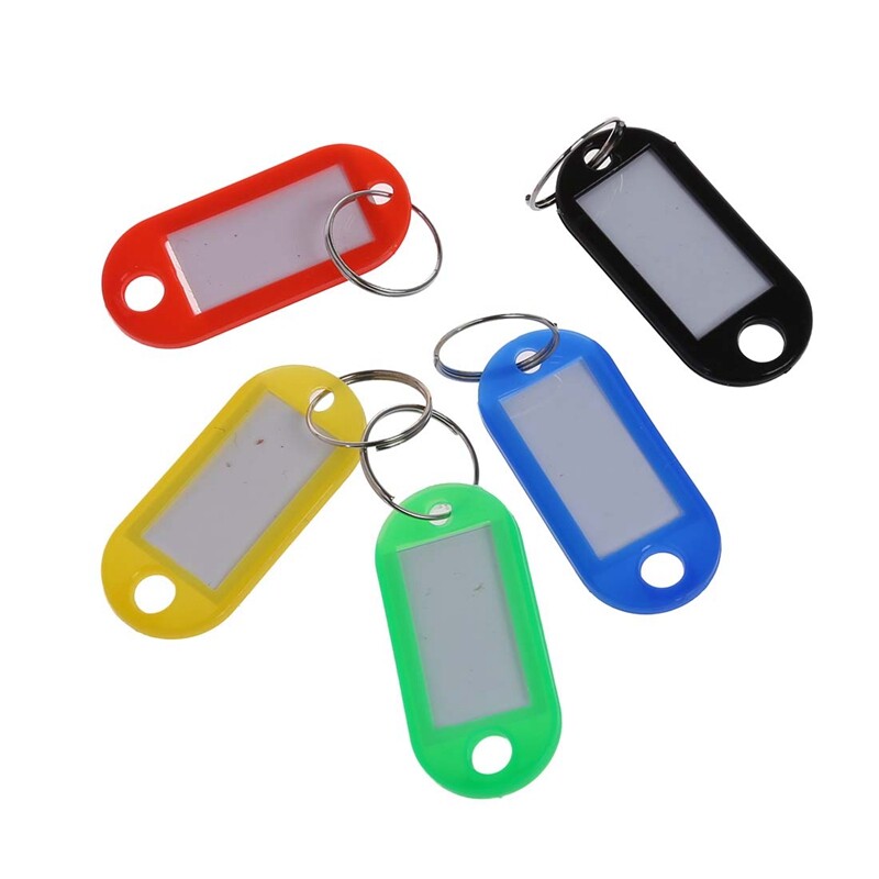 40 Pcs Split Ring Colorful Plastic ID Tags Name Card Label Key Holder ...
