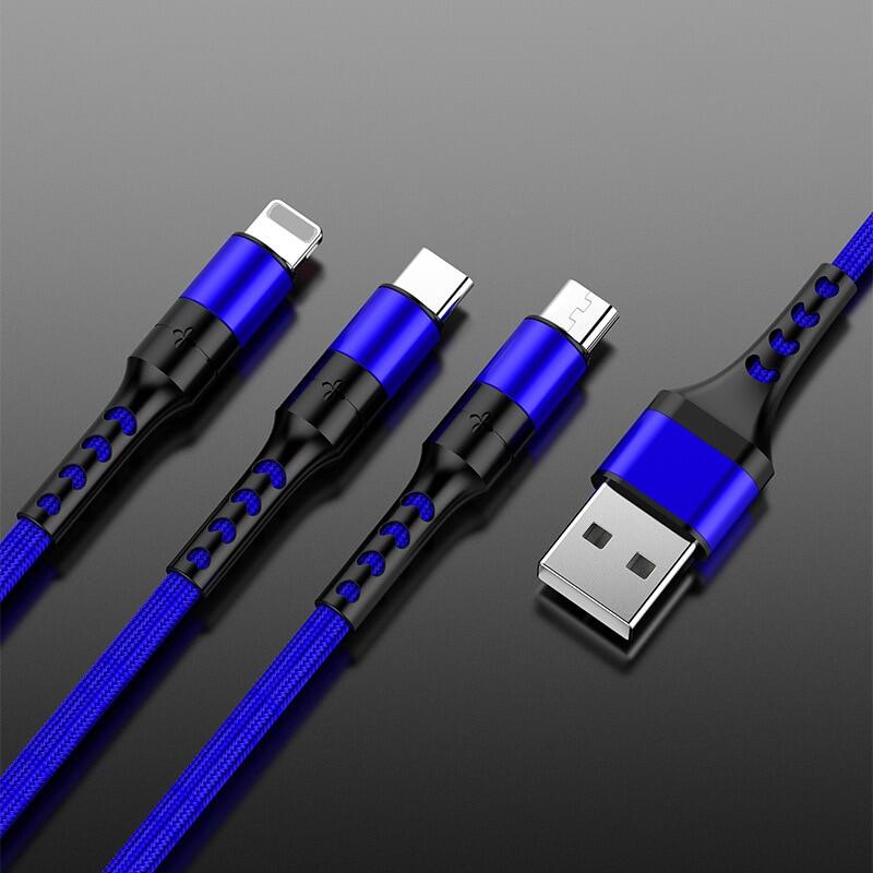 3in1 Data USB Cable for iPhone Fast Charger Charging Cable For Android ...