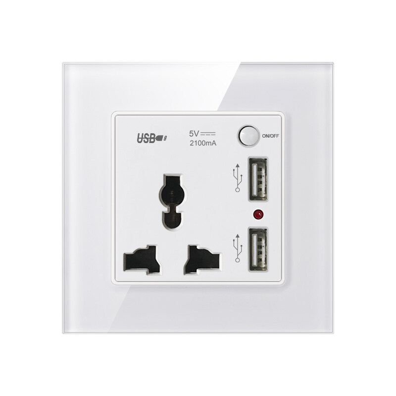 FLKL 220V White Wall Power Switch 13amp Universal 3/6 Pin Plug Point ...