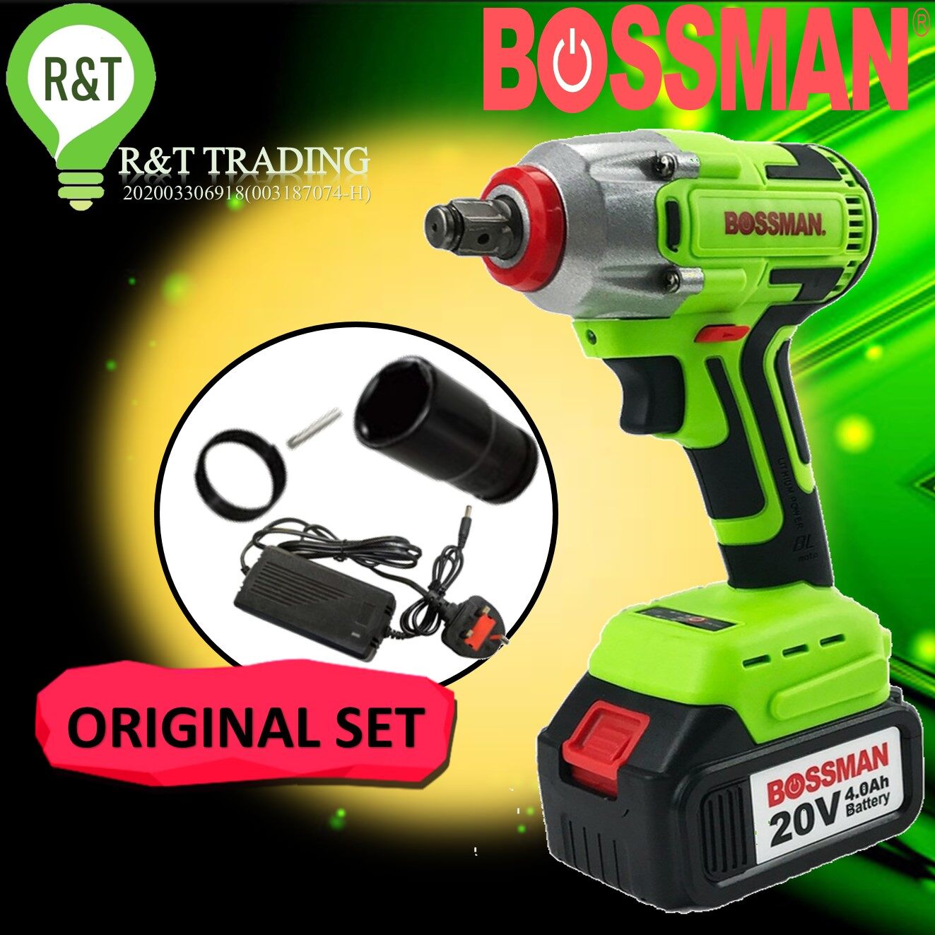 BOSSMAN ECO-Series 20V Cordless Brushless Impact Wrench Driver 1/2 ...