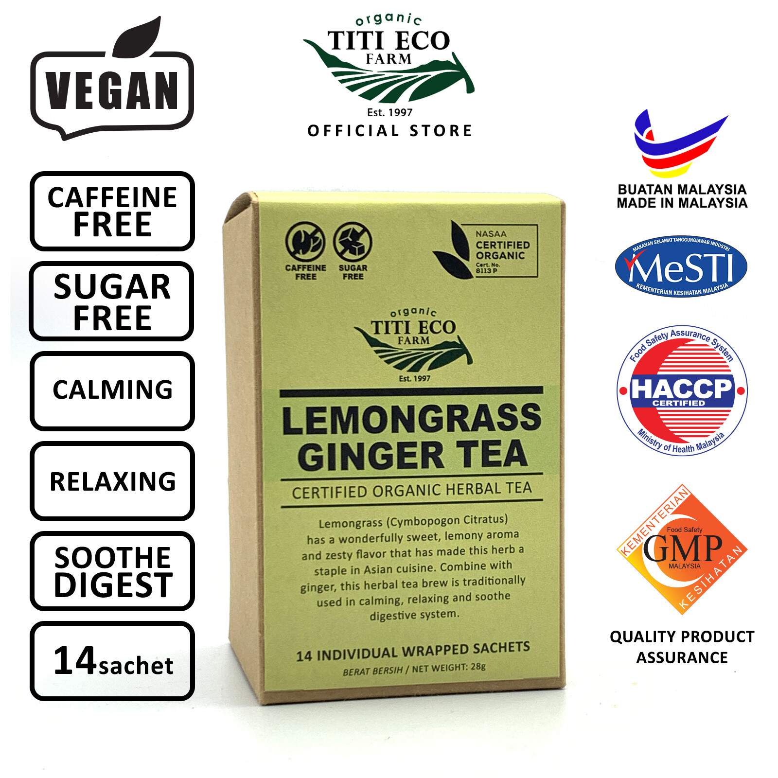 Titi Eco Farm Lemongrass Ginger Tea Organic Herbal Tea | Lazada