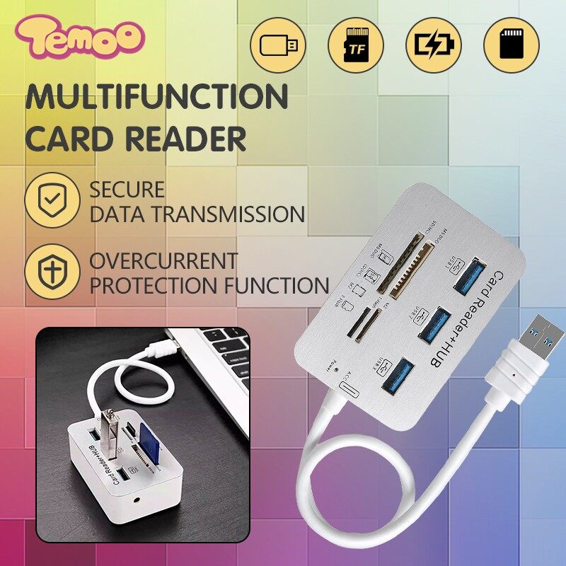 Temoo 3พอร์ต USB 3.0 Hub MS SD M2 TF Multi-In-1 Memory Card Reader ...