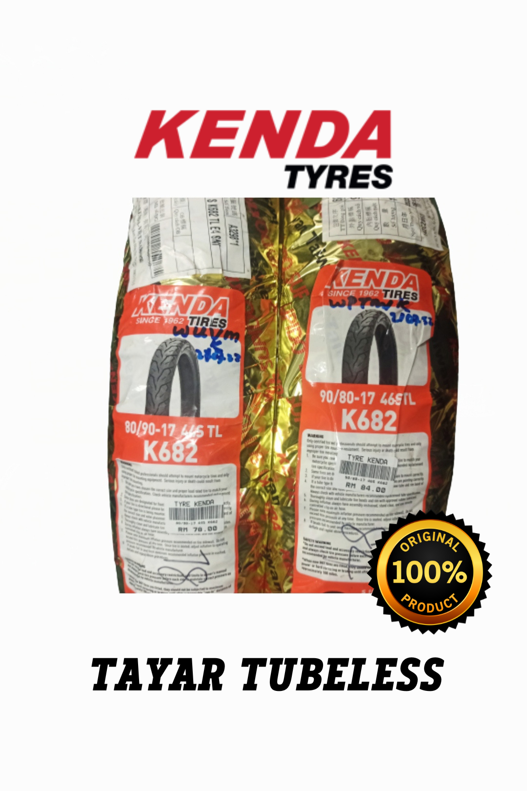 KENDA 80x90-17 / 90x80-17 TAYAR TUBELESS 17 INCH | Lazada