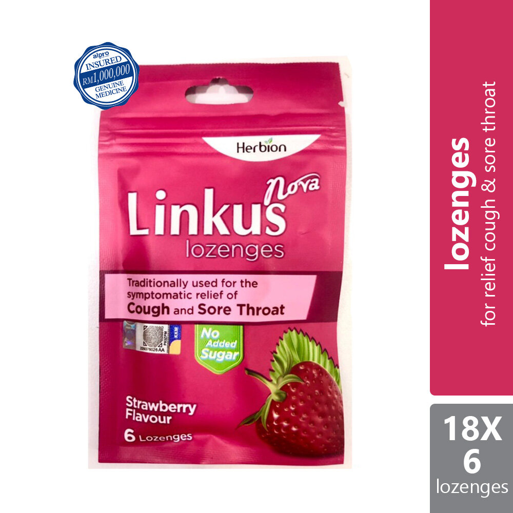 Alpro Pharmacy Linkus Nova Strawberry Lozenges 6s x 18 sachets | for ...