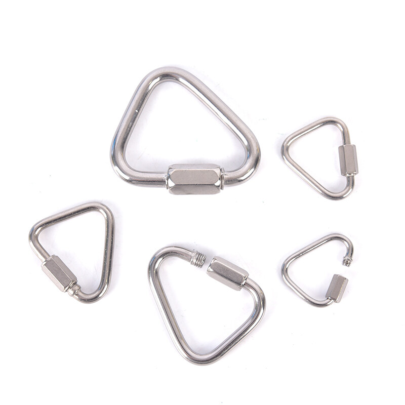 Extra Sweet Triangle Carabiner Stainless Steel Keychain Snap Clip Hook ...
