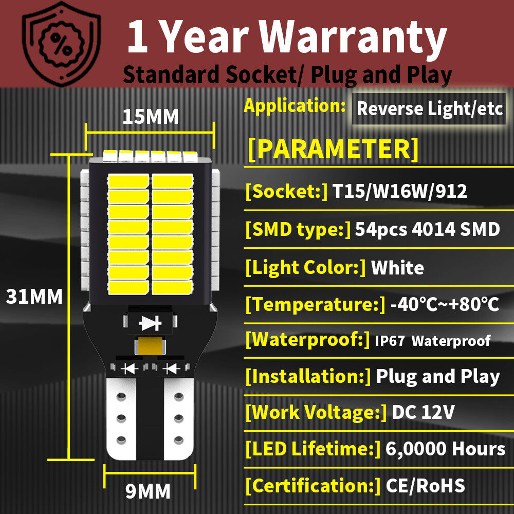 โคมไฟหลอดไฟถอยหลัง LED 2ชิ้นโคมไฟ W16W T15 921 Canbus สำหรับ BMW F12 ...