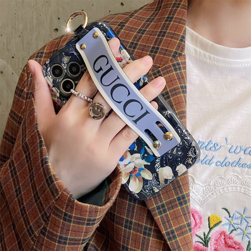 Gu.cci Wristband Phone case 13 13pro 13promax Case Fashion Flowers ...