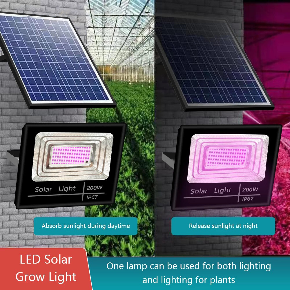 MIWAT Solar LED Grow Lights Full Spectrum 200W Solar Grow Floodlight ...