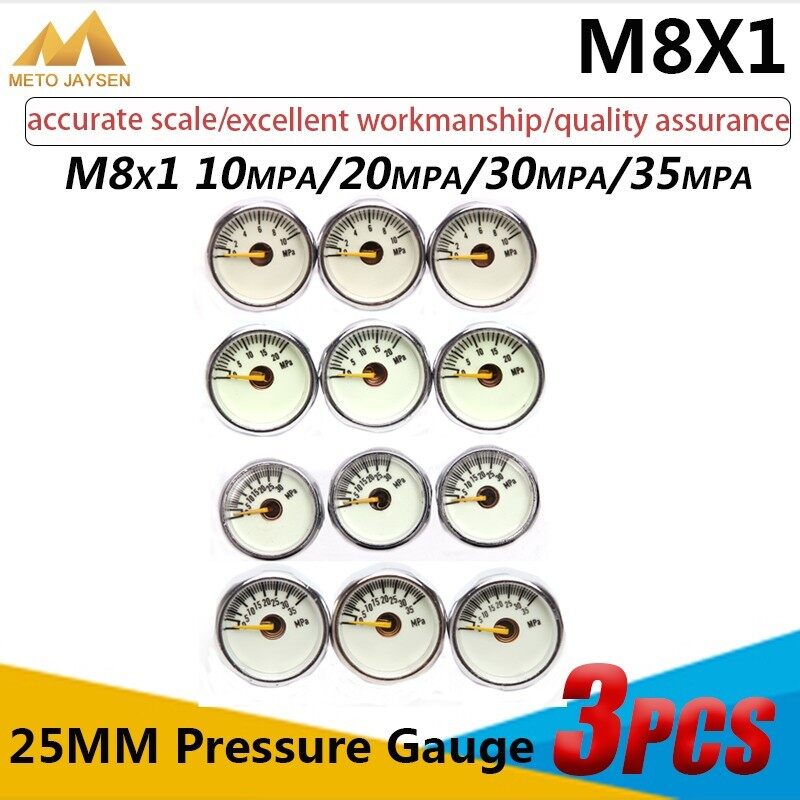 3 ชิ้น/ล็อต PCP นิวเมติกปั๊มลมส่องสว่างมินิจัด 5mpa/10mpa/20mpa/30MPa/35mpa/35mpa/40mpa m8x1 ...