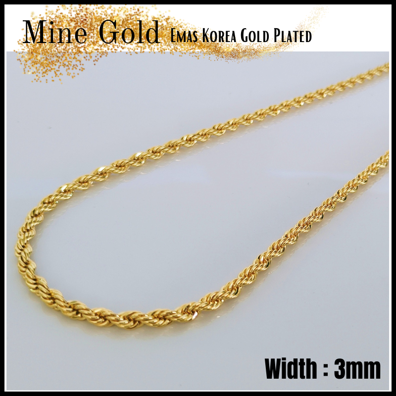 Rantai Leher Pintal Sabut Emas Korea Necklace Chain Rantai Leher Perempuan Pintal Sabut Women