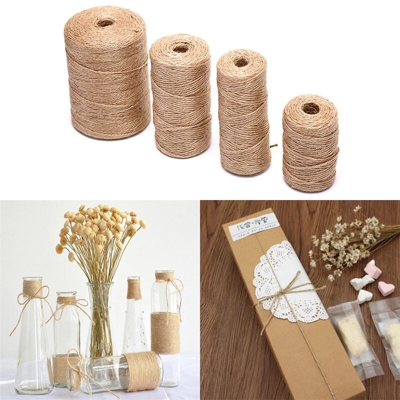 50/80/100/300M DIY Natural Jute Twine Burlap String Rope Party Wedding ...