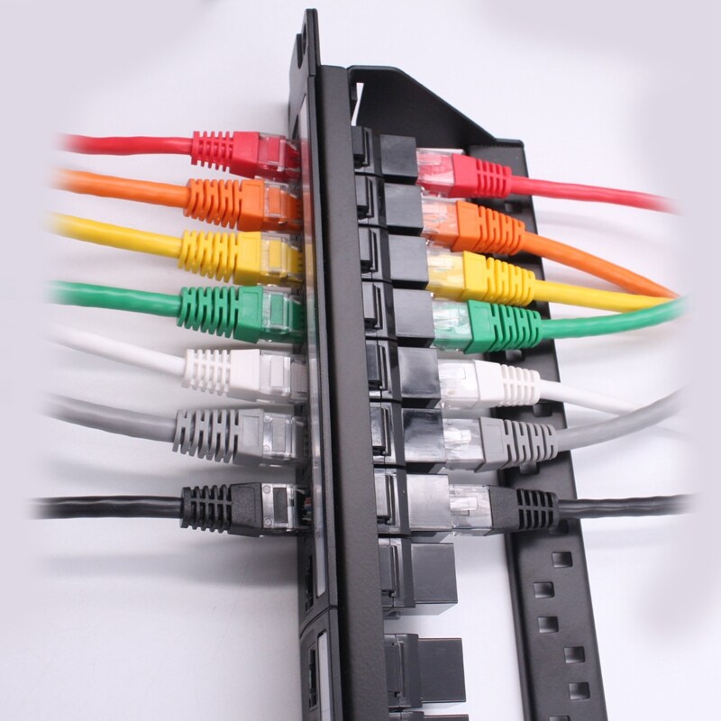 19in 1U 24 Port Straight-Through CAT6A Patch Panel RJ45 Network Cable ...