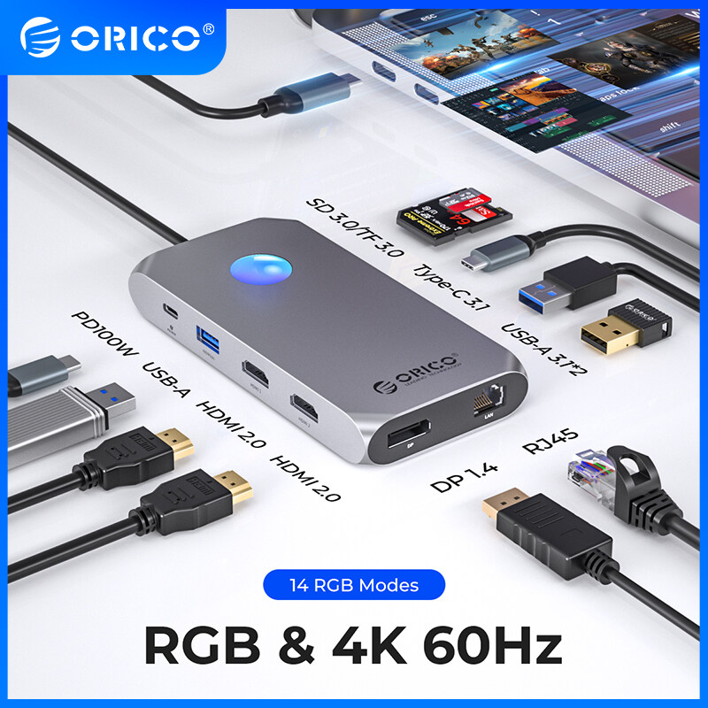 ORICO RGB Type C USB C Docking Station with 4K60Hz Dual HDMIVGA DP ...