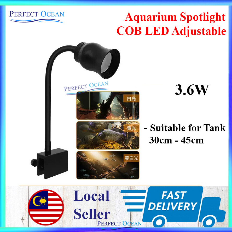 Aquarium Spotlight Three Colour COB LED Adjustable Light Lamp Fish ...