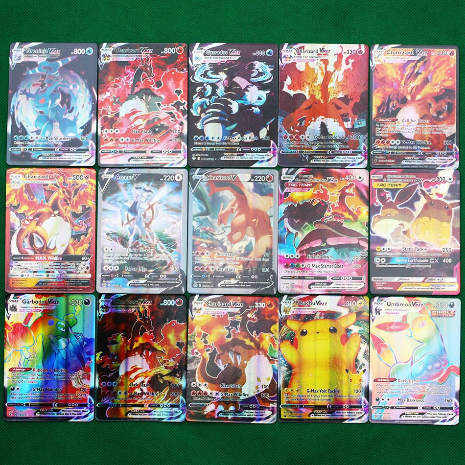 100Pcs English Pokemon Cards Box Shining VSTAR V VMAX Card Display Pokémon Playing Game EX GX ...