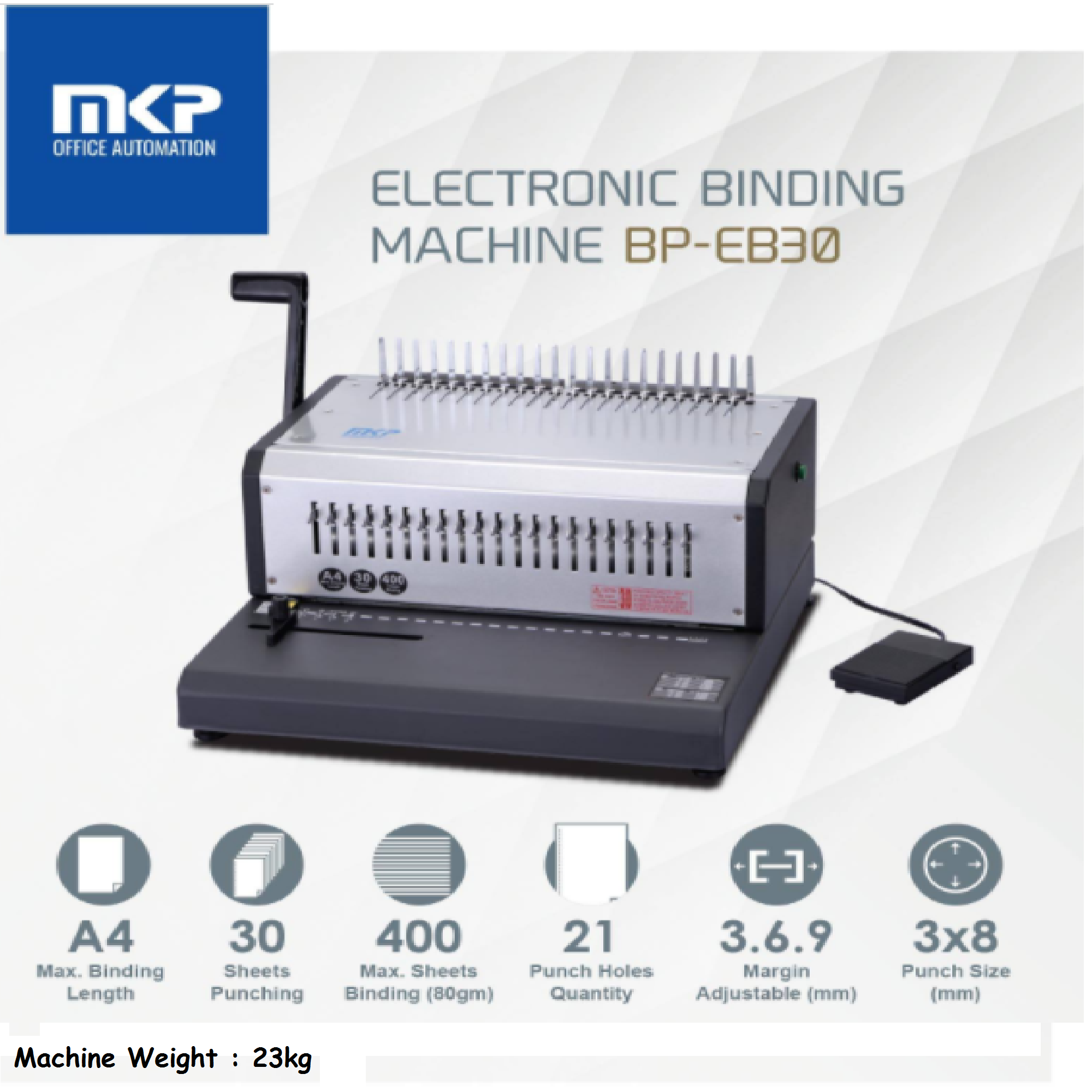 MKP Heavy Duty Electric Binding Machine BP-EB30 A4 A5 A6 A7 B5 B6 B7 (30 sheets) | Lazada