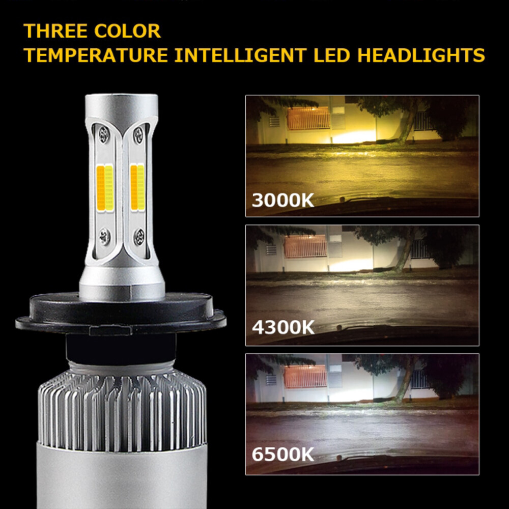 AOTOINK 2X3000K LED H1 H11 H8 HB4 H7 H3 HB3 Auto S2ไฟหน้ารถ72W 8000LM ...