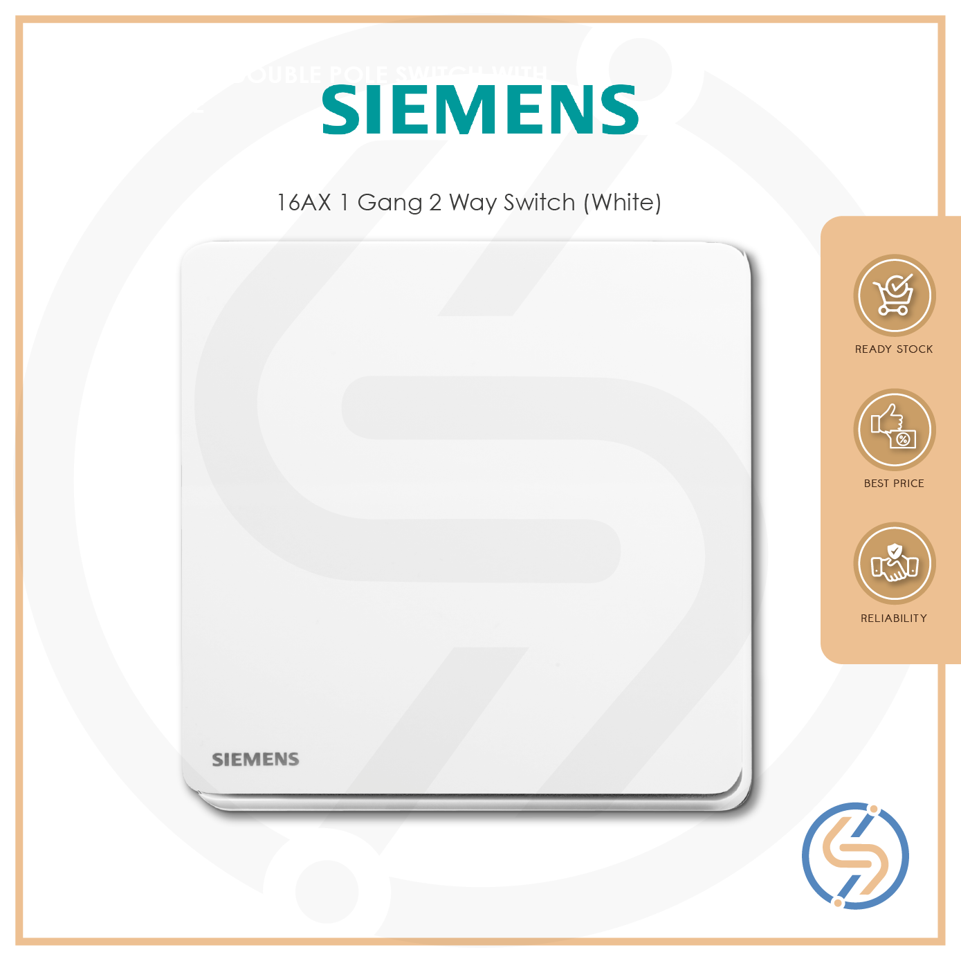 Siemens Delta Arina 16AX 1 / 2 / 3 / 4 Gang 2 Way Switch (White / Dark ...