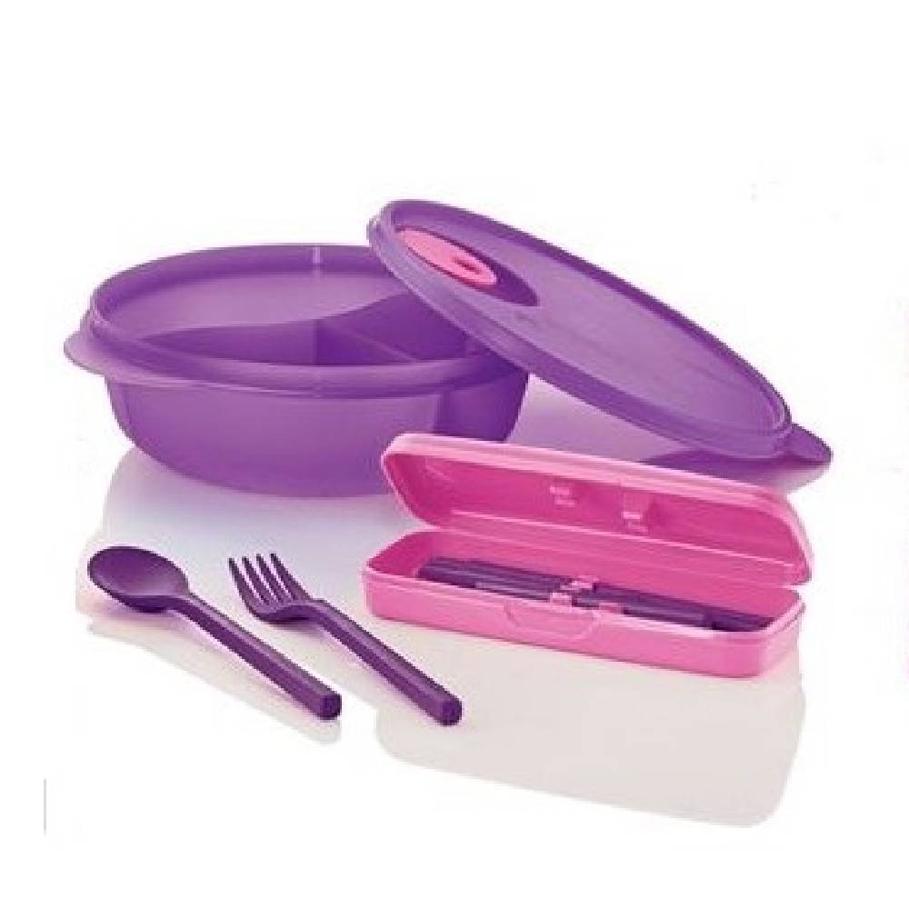 Tupperware Crystalwave Divided Dish & Cutlery Set Purple - 1 set | Lazada