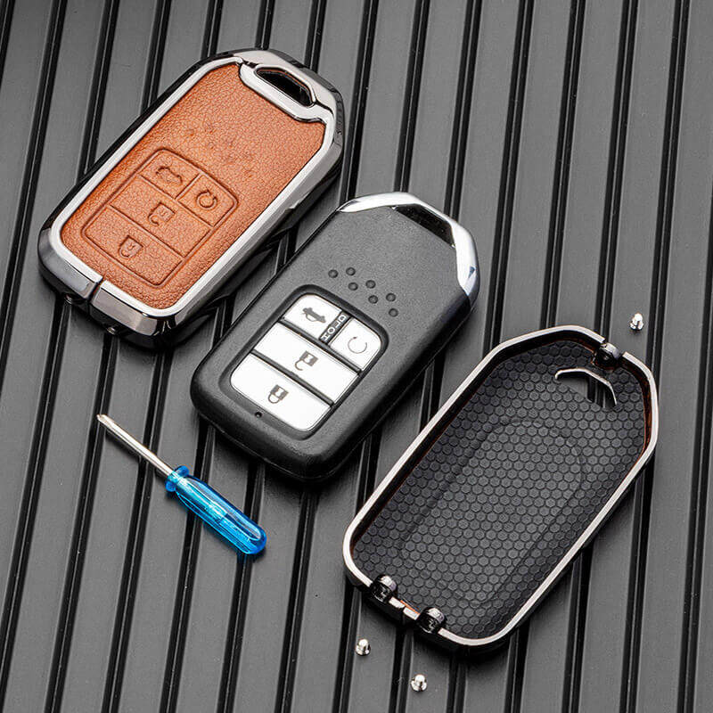 【Available】Zinc Alloy Leather Car Key Case สำหรับ Honda Hrv/city ...