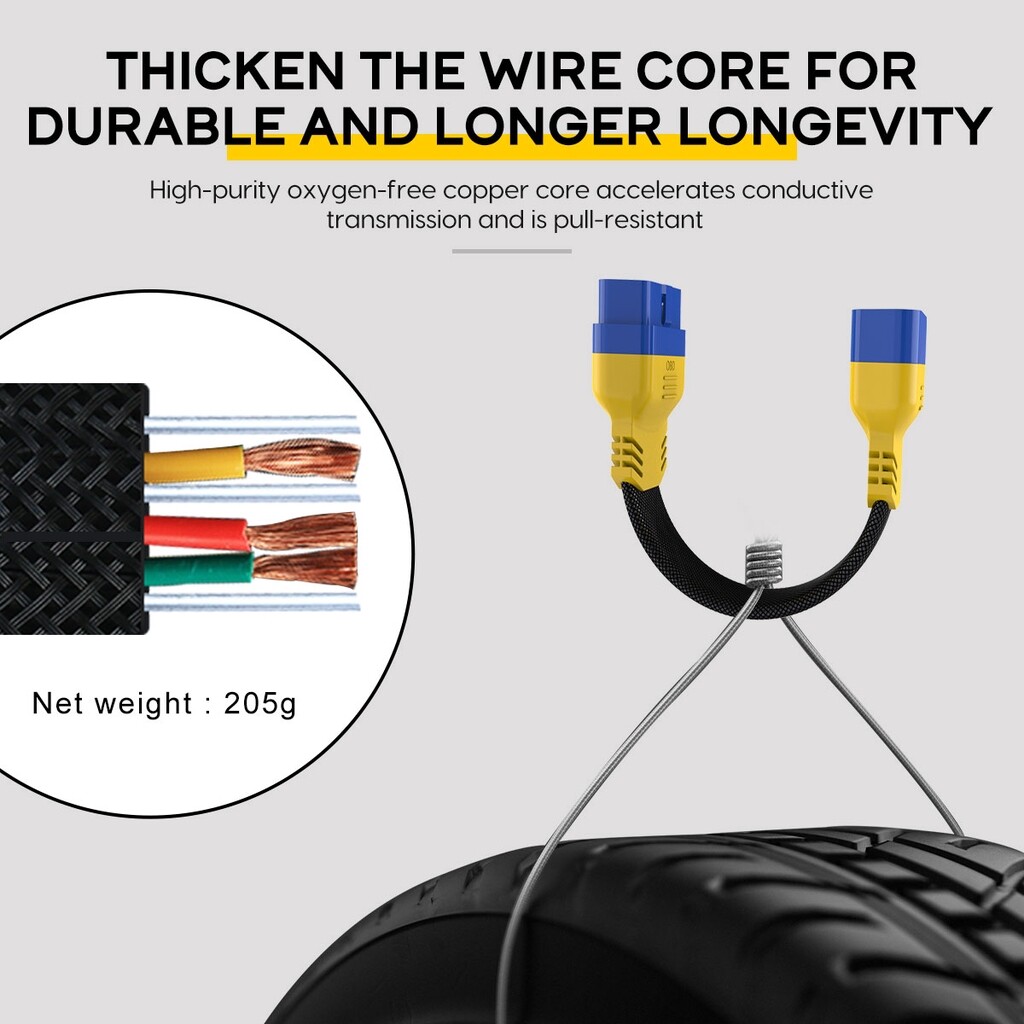 AUTOOL Car 20cm Shapeable OBD Extension Cable(Compatible For ELM327 ...