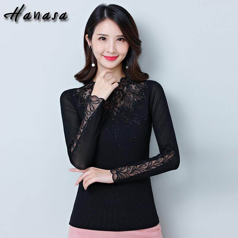 Hanasaเสื้อที่สง่างามสำหรับผู้หญิงในฤดูใบไม้ร่วงแขนยาวกลวงออกแบบเสื้อ ...