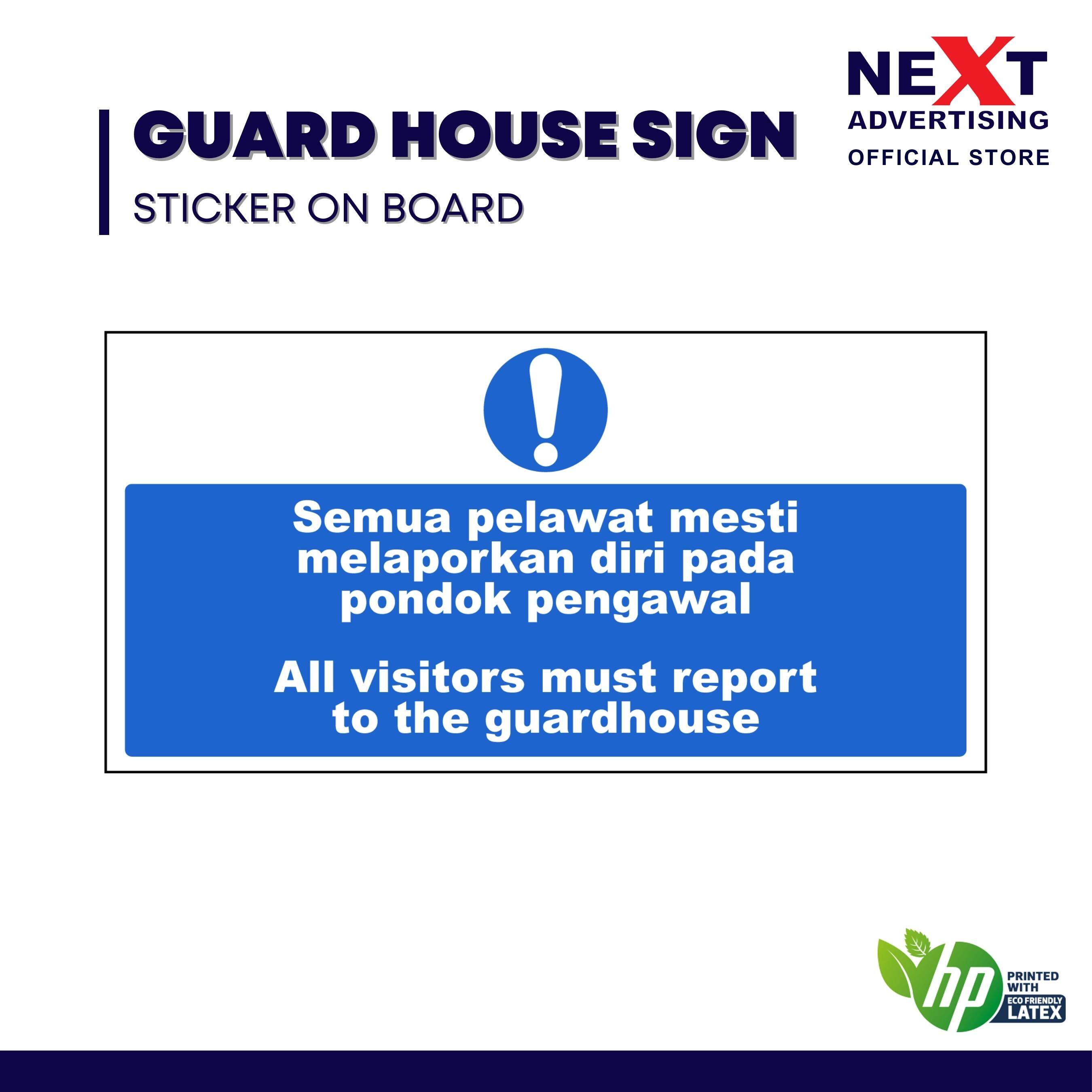 Guard House Visitor Signage | Sticker on Board | Lazada