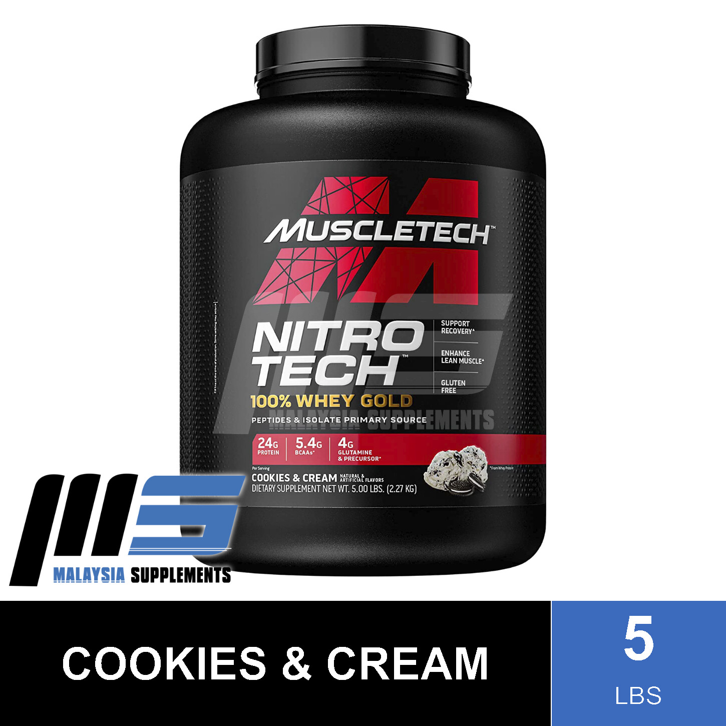 MuscleTech Nitro-Tech Whey Gold Protein Powder 5lbs | Whey Protein Isolate Smoothie Mix ...