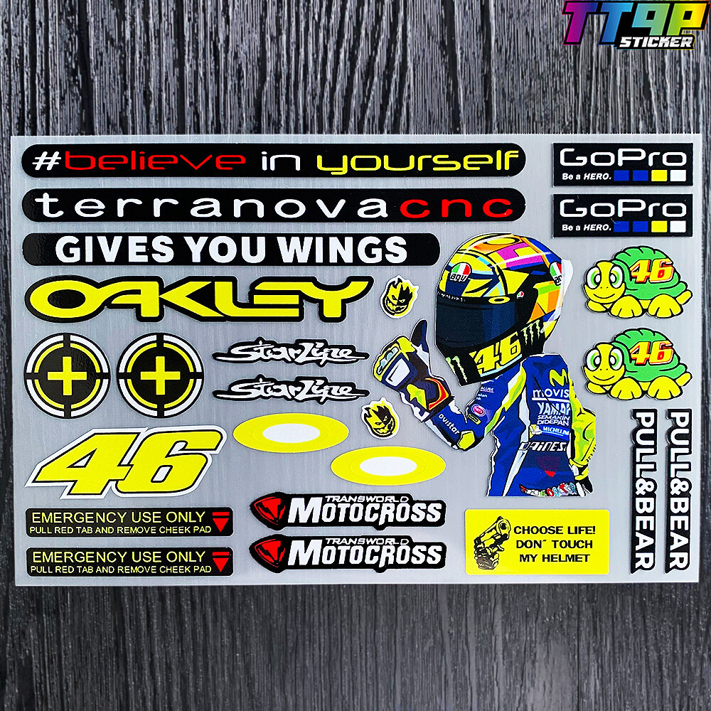 AGV 46 Rossi Turtle Helmet Sticker GoPro Monster Fox Reflective Lens ...