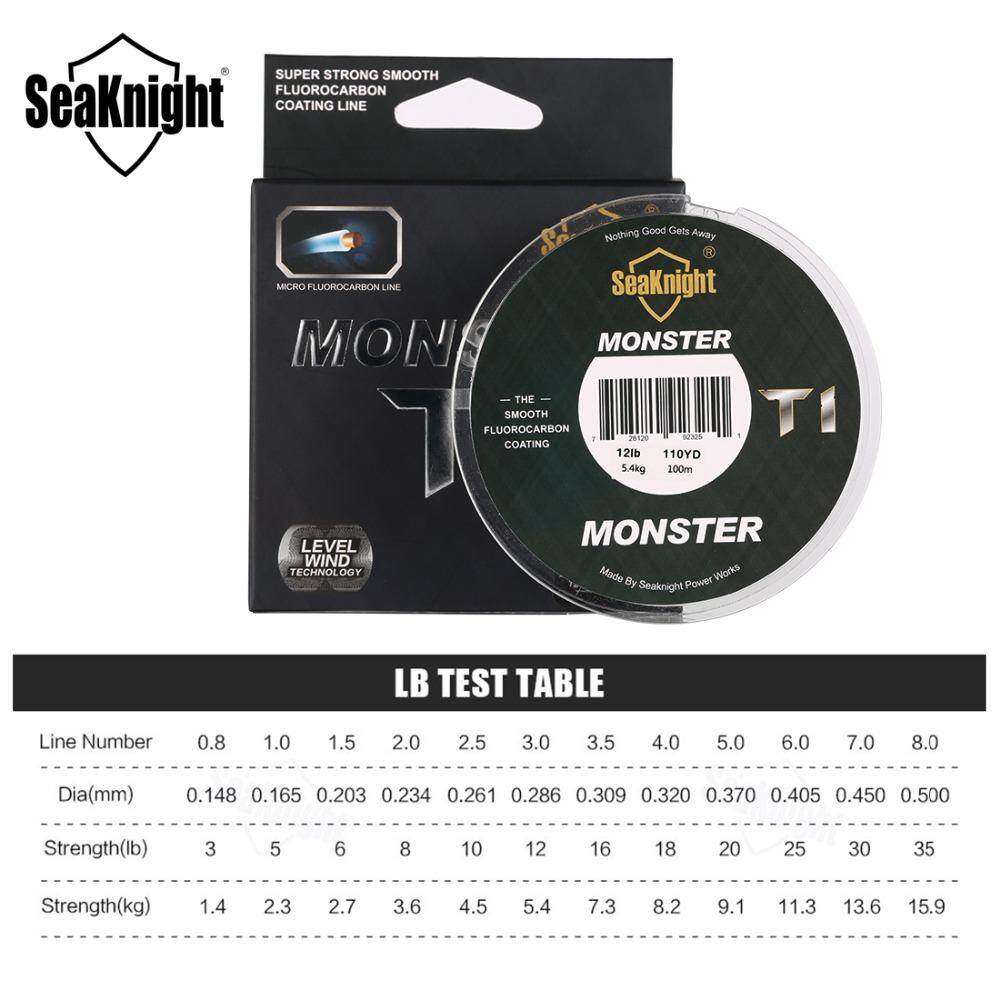 Seaknight Monster T1 100% Fluorocarbon เคลือบสายการประมง 100 เมตร ...