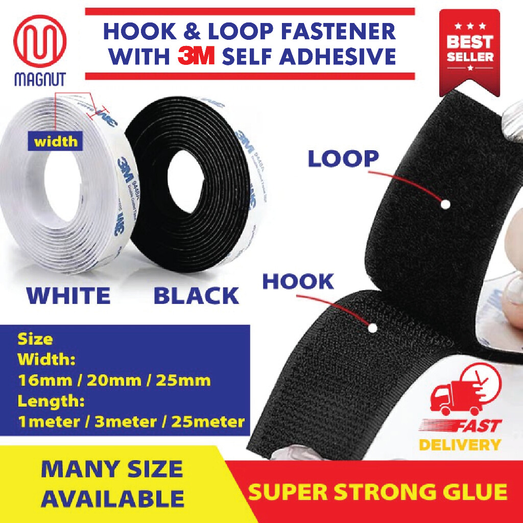 3M Velcro tape - 16mm / 20mm / 25mm x 1meter / 3meter / 5 meter ...