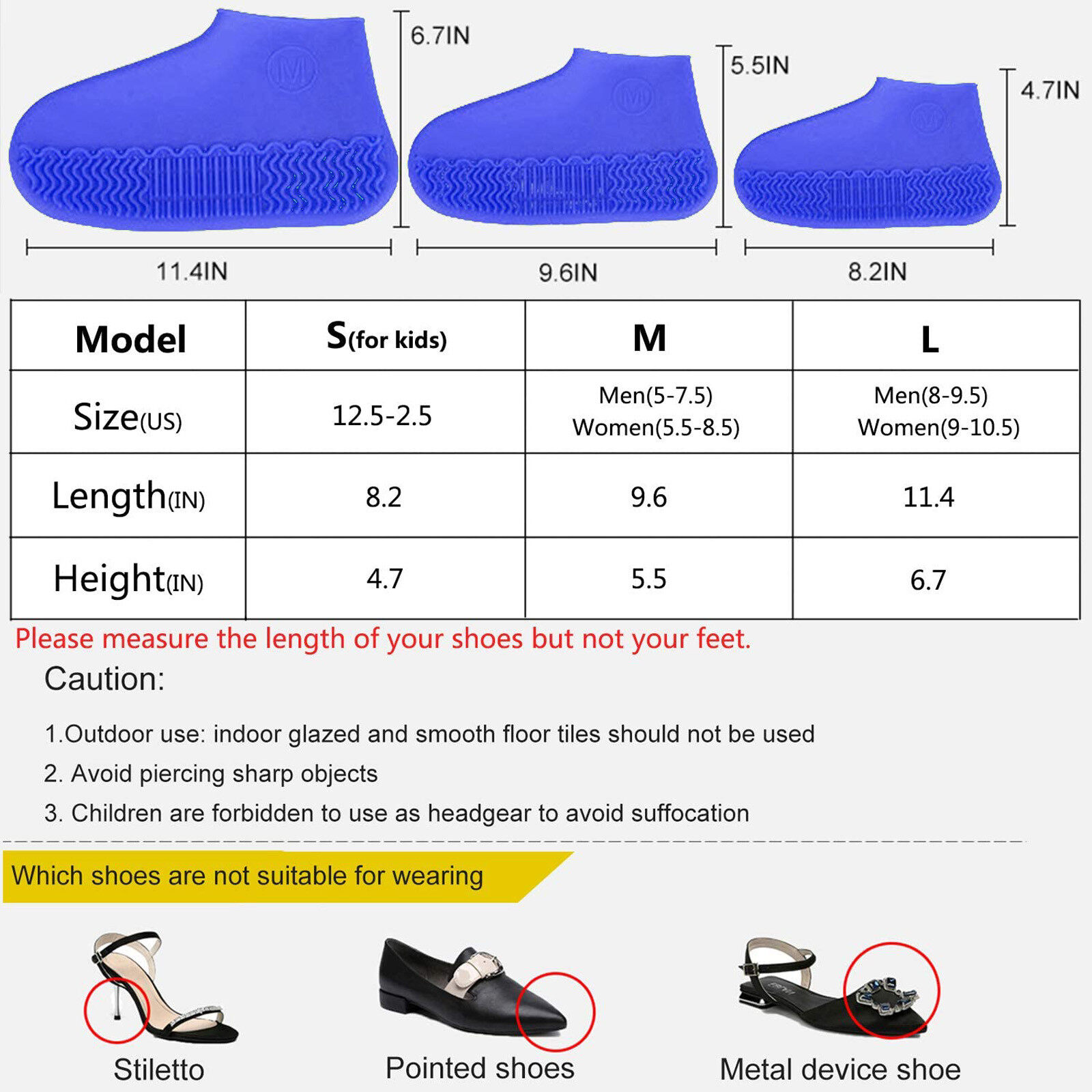 Hot Anti-Slip รองเท้าน้ำยางใช้ซ้ำได้กันน้ำ Rain Boot รองเท้าขนาดใหญ่ ...