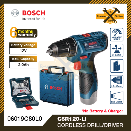 Bosch 12V Cordless Hand Drill Screwdriver Battery Full Combo Set GSR120 ...