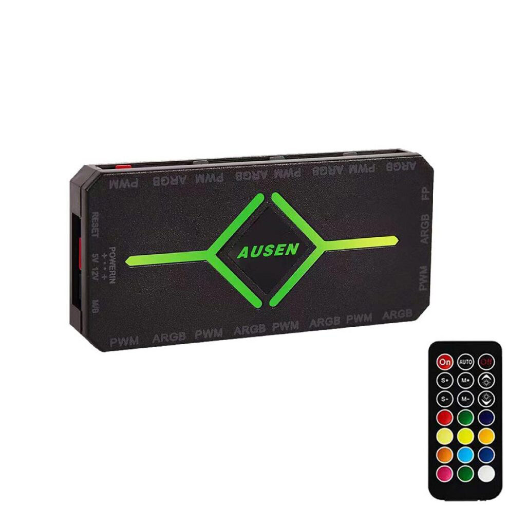 Ausen ARGB Fan & PWN 9 Ports Hubs with remote control ( 5V 3 Pin ARGB ...