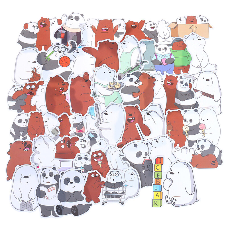 BAIK 36Pcs We Bare Bears Skateboard Stickers Vinyl Laptop Luggage Phone ...