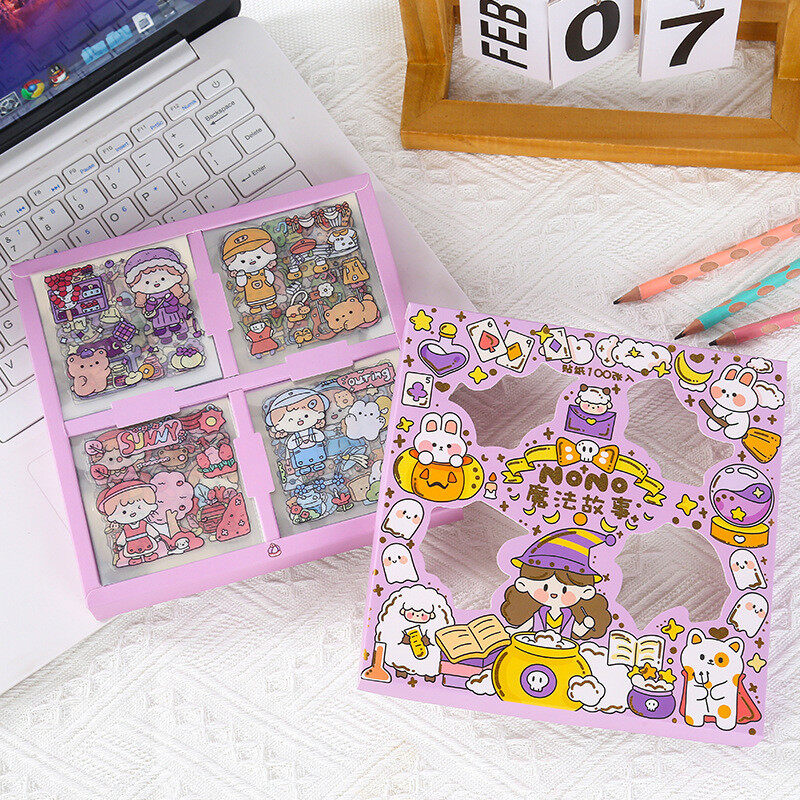 100 Sheets NONO CUTE INS No REPEAT PET Waterproof Sticker Set 素材可爱礼盒 ...