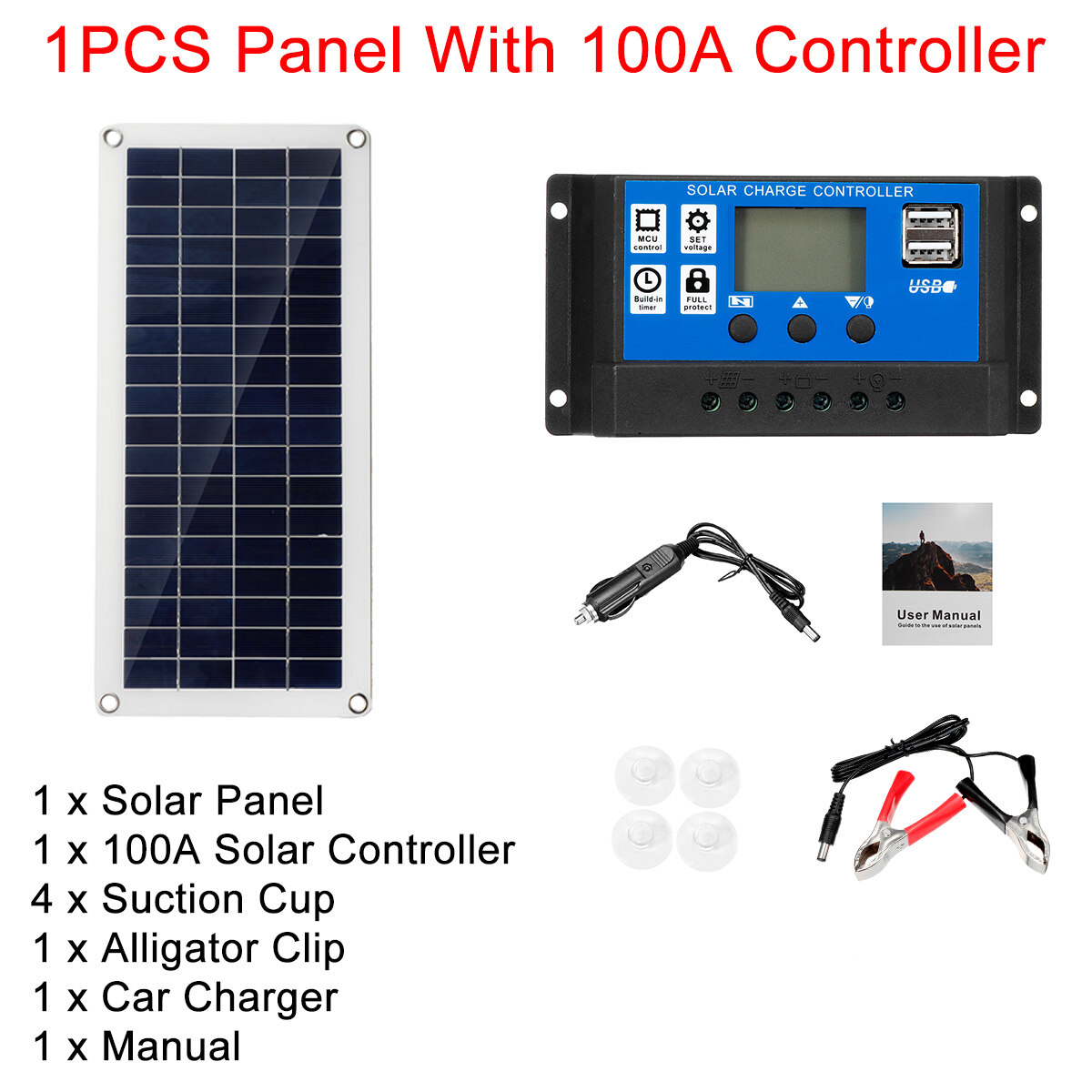 【43.5x20x0.3cm】(12V) Flexible Solar Panel Kit With Optional 60A 100A ...