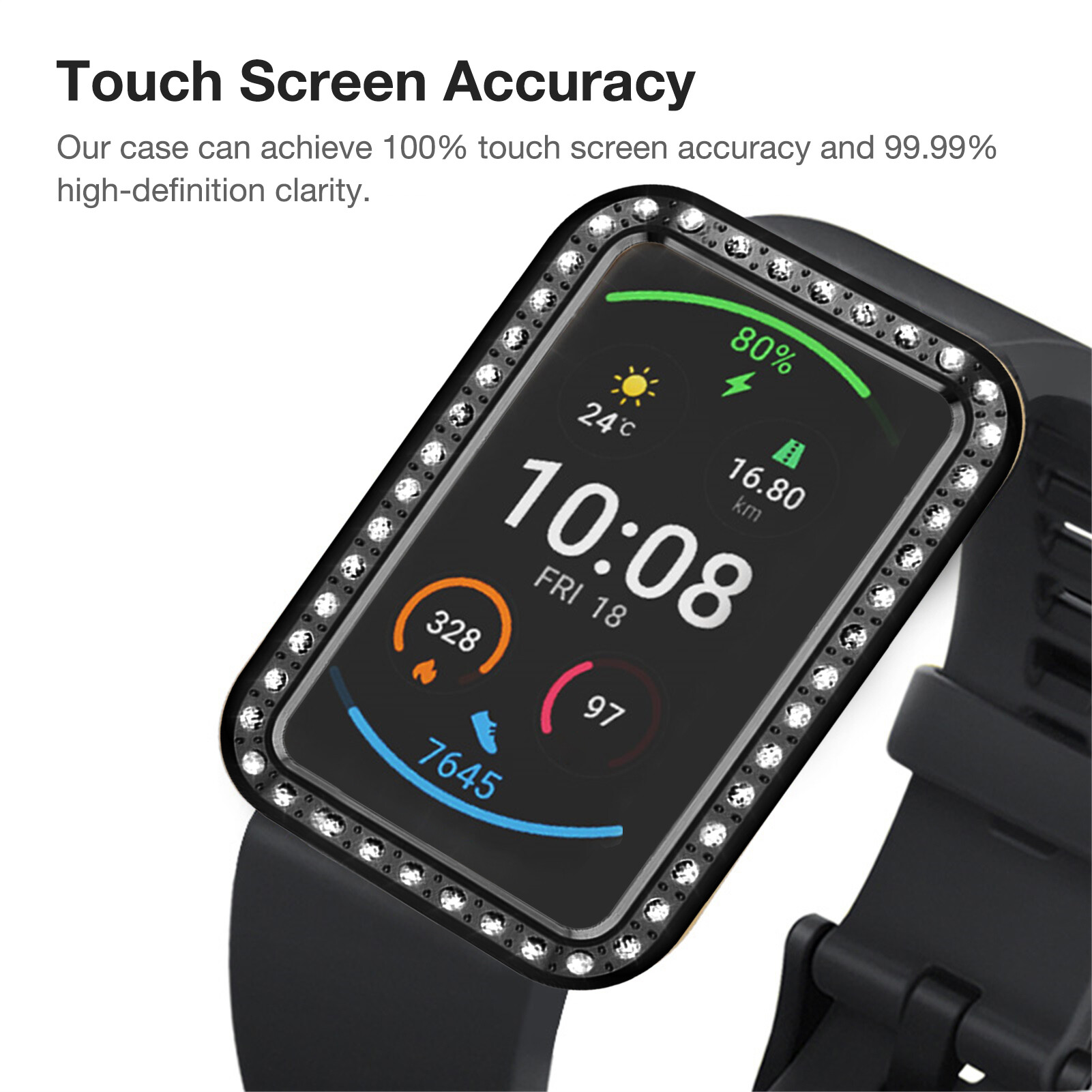 เกราะป้องกัน Rhinestone ฝังเต็มป้องกัน PC Smartwatch เคสสำหรับ HUAWEI ...