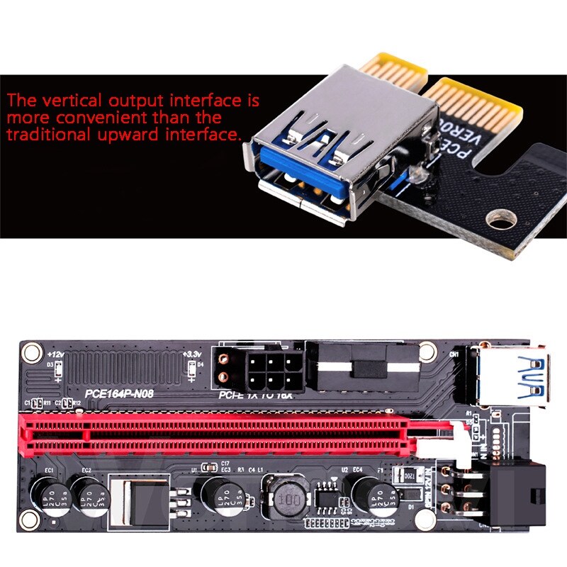 PCI-E Pcie Riser 009 Express 1X to 16X Extender PCI E USB Riser 009S ...
